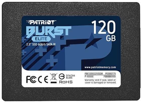 Накопитель SSD PATRIOT SATA-III, 120 ГБ, 2,5 дюйма, для ПК и ноутбуков (PBE120GS25SSDR)