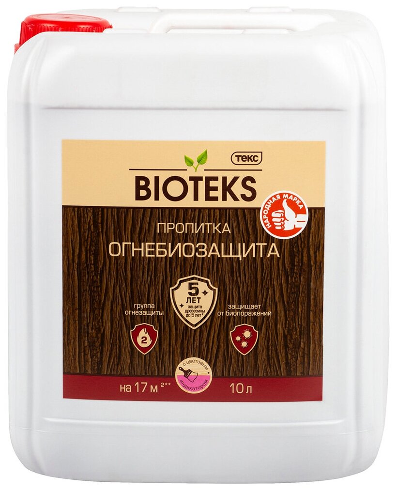 Состав огнебиозащитный Bioteks 2 группа, розовый индикатор, 10 л, Текс