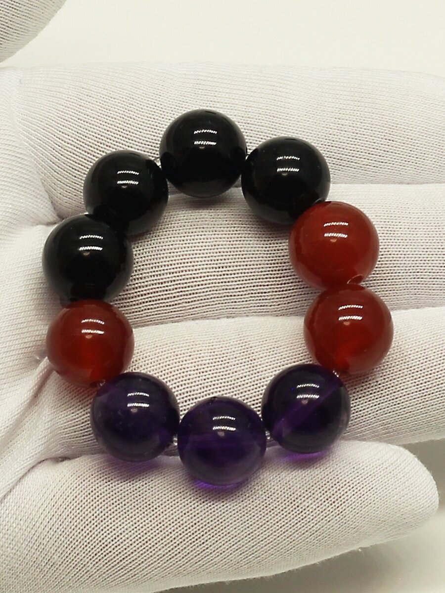 Чётки, сердолик, агат, аметист