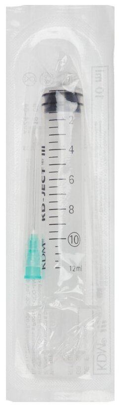 Шприц 3-компонентный одноразовый KD-Ject III, 10 мл LS 21G (0,8x40), 100 шт./уп.