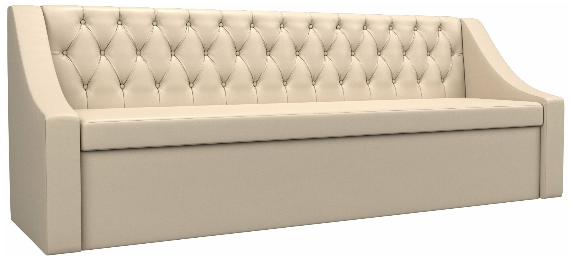 Диван кухонный прямой Мерлин, экокожа, механизм дельфин, бежевый, 199x63x87см. Хит Диванов