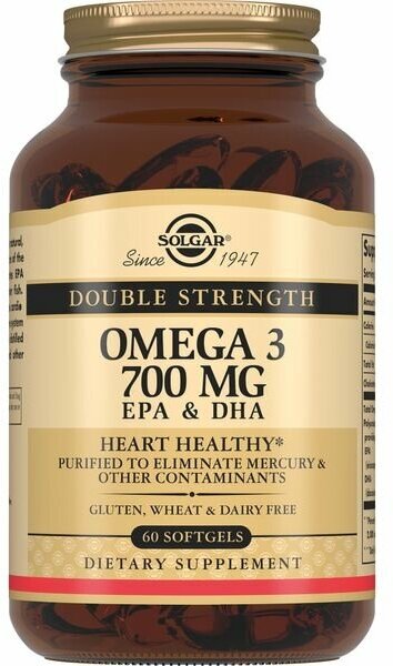 Омега-3 двойная ЭПК и ДГК Solgar/Солгар капсулы 700мг 60шт