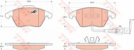Колодки тормозные дисковые передн AUDI: A3 03-, A3 SPORTBACK 04-, TT 06-, TT ROADSTER 07-, SEAT: ALTEA 04-, LEON 05-, TOLEDO III 04-, SKODA: OCTAVI TRW GDB1550