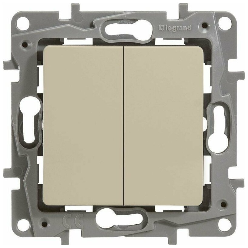 Механизм выключателя Legrand Etika двухклавишный слоновая кость