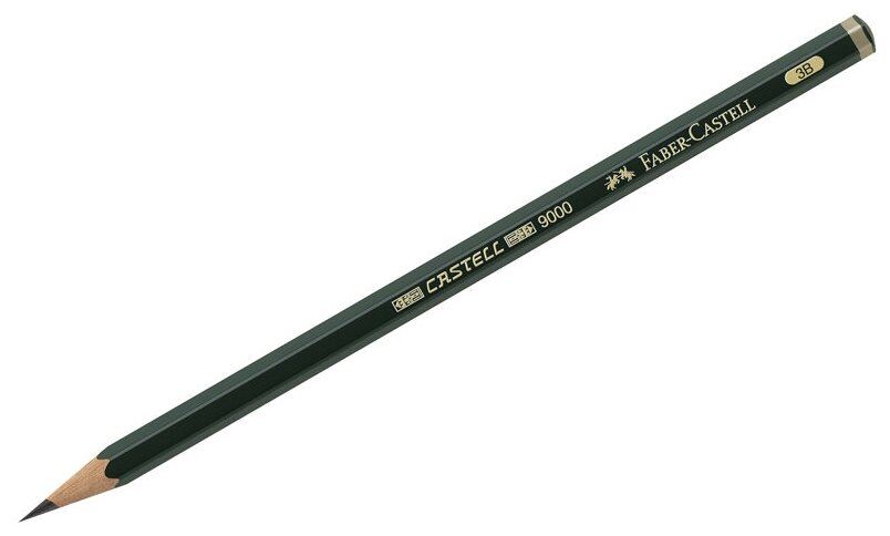 12 шт. Карандаш ч/г Faber-Castell "Castell 9000" 3B, заточен.