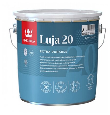 Tikkurila Luja 20 / Тиккурила Луя 20 полуматовая, влагостойкая краска база А 2,7л,