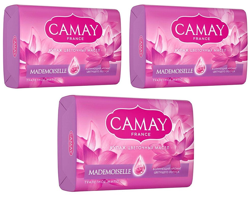 Camay Мыло кусковое Mademoiselle с ароматом цветка лотоса, 85 г ...