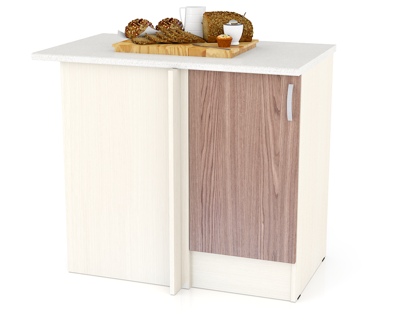Кухонный стол МД-ШНУ1000 Стол нижний угловой 100 см, цвет дуб/ясень шимо тёмный, ШхГхВ 100х60х85 см.