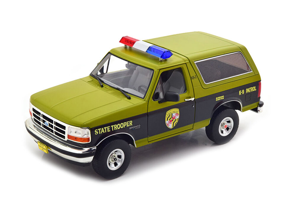 Модель коллекционная GREENLIGHT Ford bronco maryland state police K-9 patrol 1996