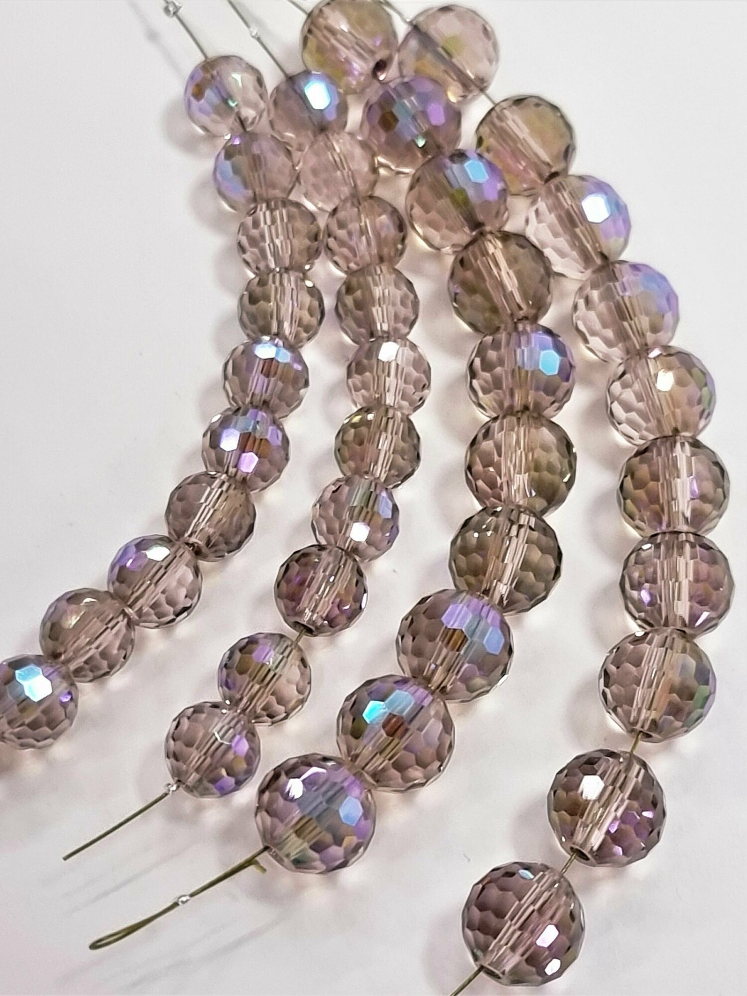 Хрустальные Бусины-Шары 8, 10мм. Лиловые АВ. 40шт.
