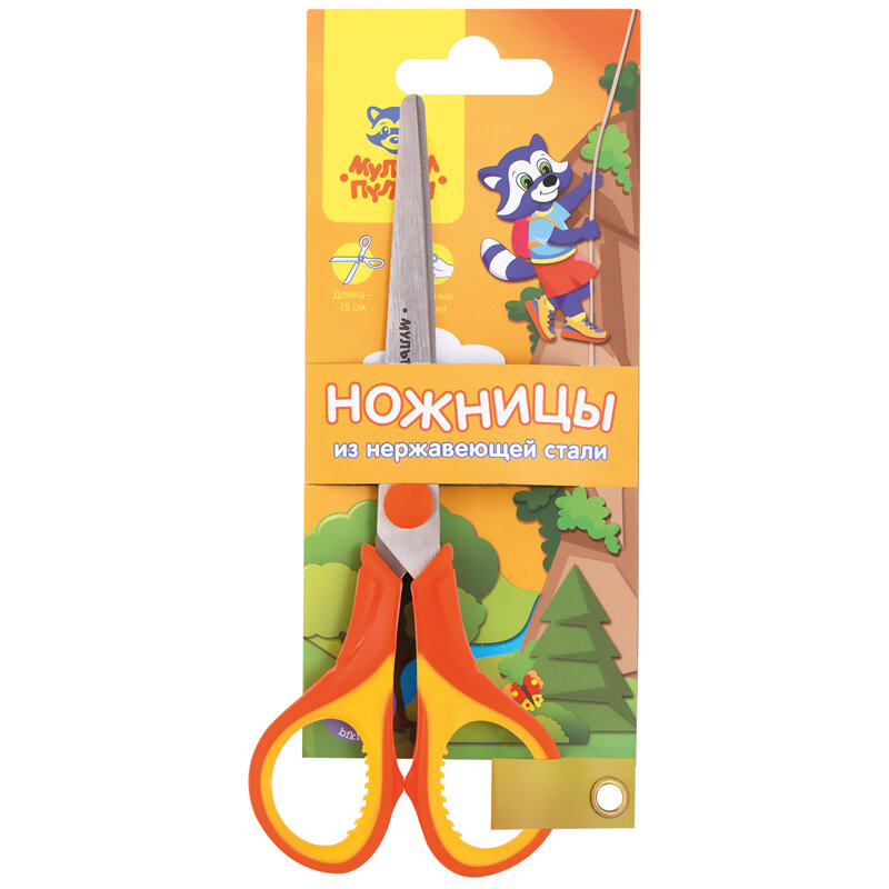 Ножницы детские Мульти-Пульти "Приключения Енота" 15см, ассорти, европодвес