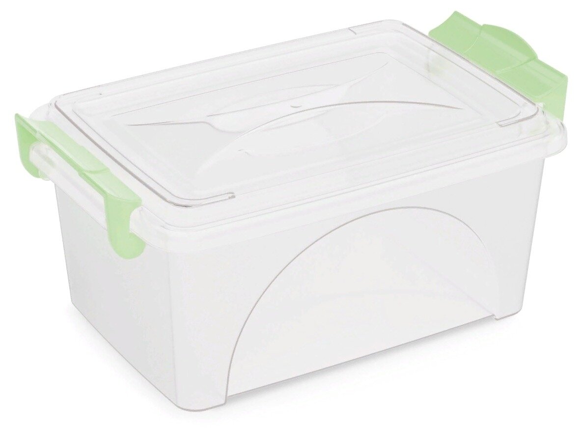 Контейнер для хранения Альтернатива М421 прямоугольный с крышкой и ручками полипропилен прозрачный 230х165х110мм, 2.5л / органайзер для вещей