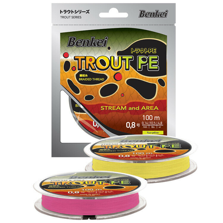 Монофильная леска Benkei TROUT PL 100м Fluo-Pink # 0.5 (0.117мм) 1.22кг