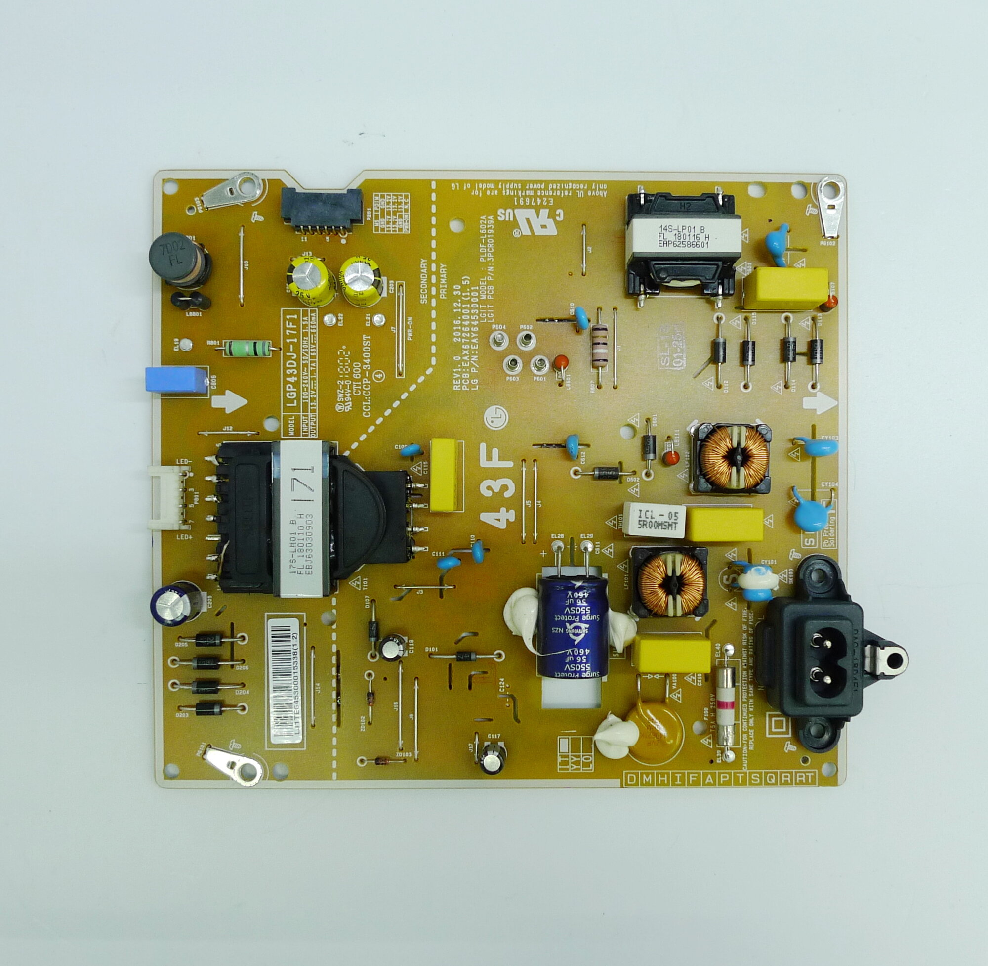 Блок питания LGP43DJ-17F1 REV1.0 EAX67264001(1.5) для LG 43LJ594V (снятый, оригинал)