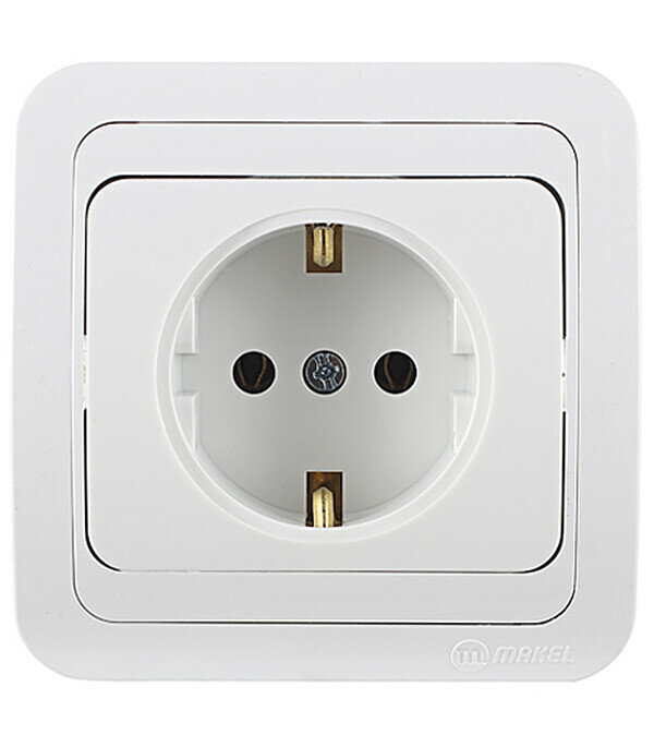 Розетка Makel Mimoza встраиваемая белая керамика (12008)
