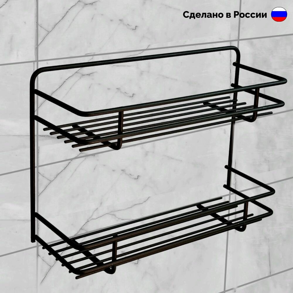 Полка настенная для ванной комнаты без сверления , в баню, в сауну из металла
