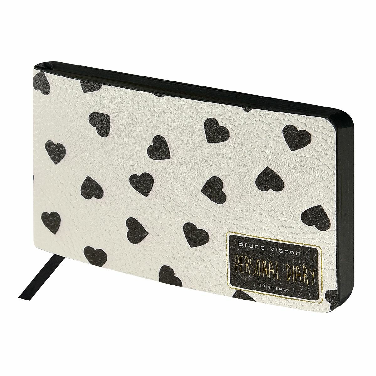 Еженедельник BrunoVisconti "Black&White Сердечки" недатированный 142*84мм 80 листов