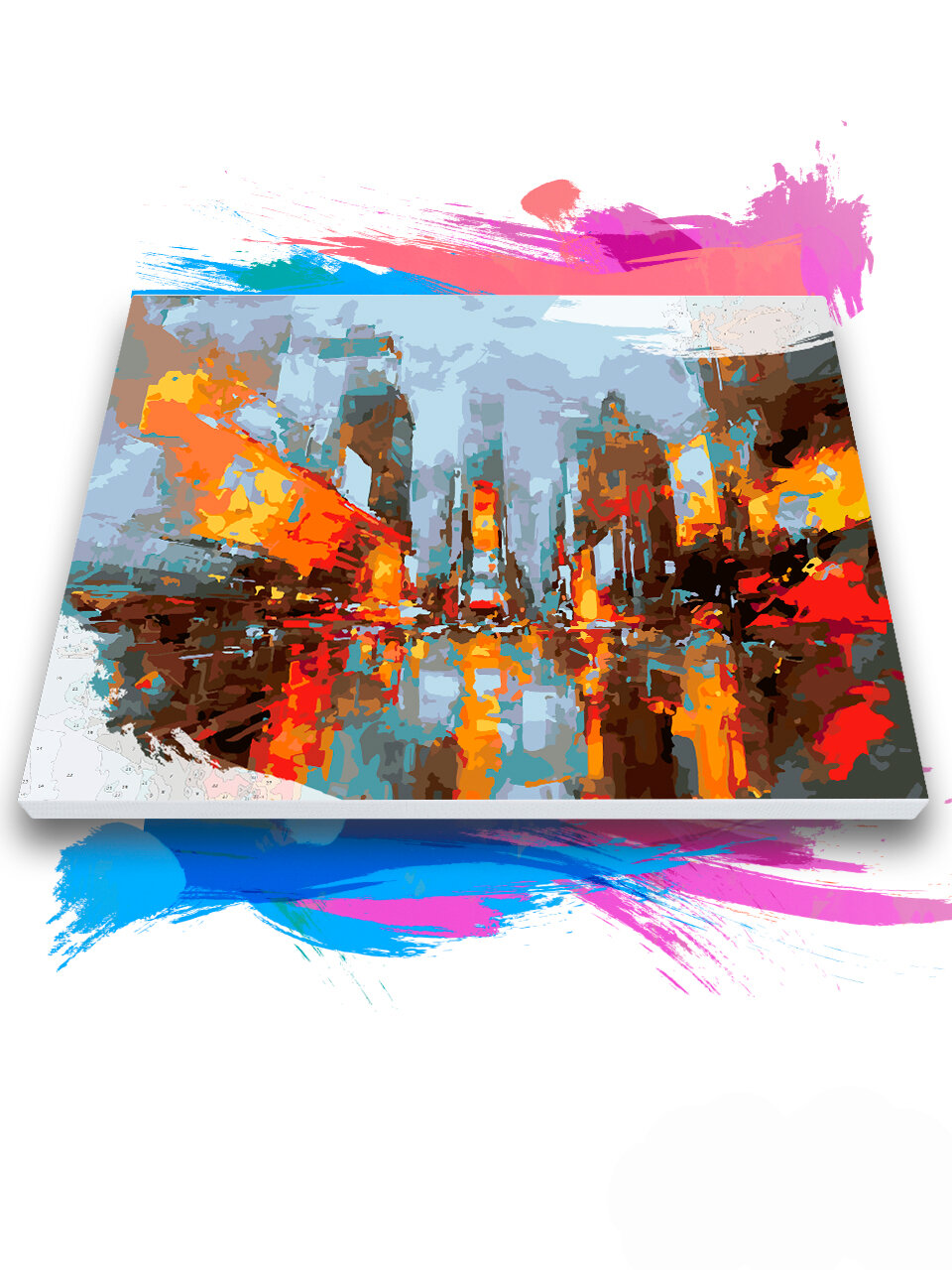 Картина по номерам на холсте Абстракция - Огни ночного города, 70 х 80 см