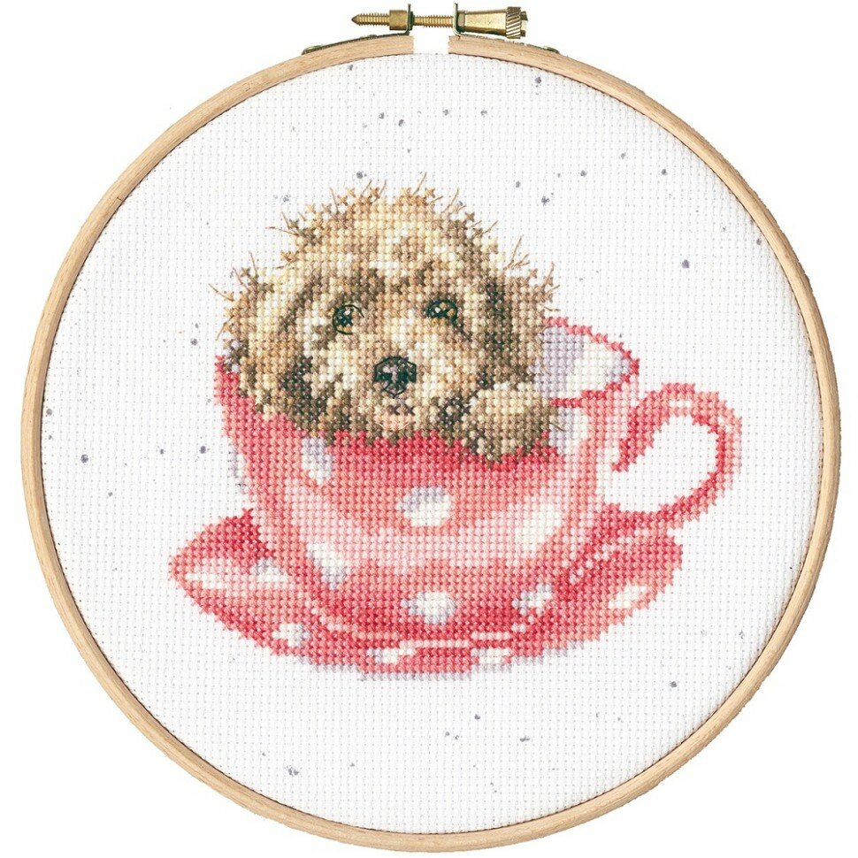 Набор для вышивания Bothy Threads #XHD119P Teacup Pup (Щенок из чайной чашки), Счетный крест, 15 см