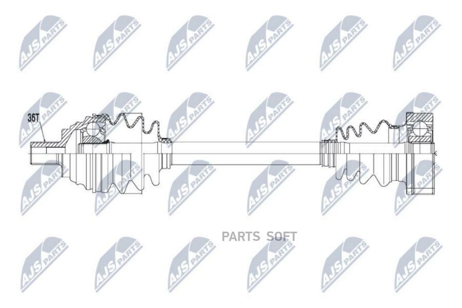 NTY NPW-VW-057 полуось VW GOLF V/VI/VII, PASSAT 05-11, TOURAN 03-10, CADDY III 04-15, AUDI A3 03-12, SKODA OCTAVI I
