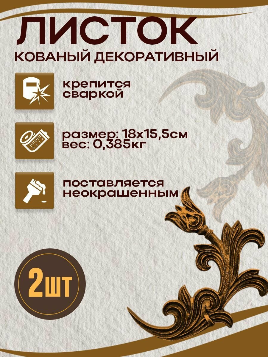 Кованые элементы из металла, двусторонние, 18х15,5 см, 2 штук