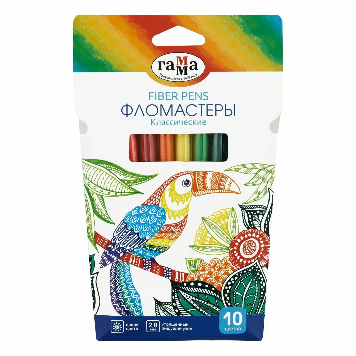 6 шт. Фломастеры Гамма "Классические", 10цв, смываемые, картон. упак, европодвес