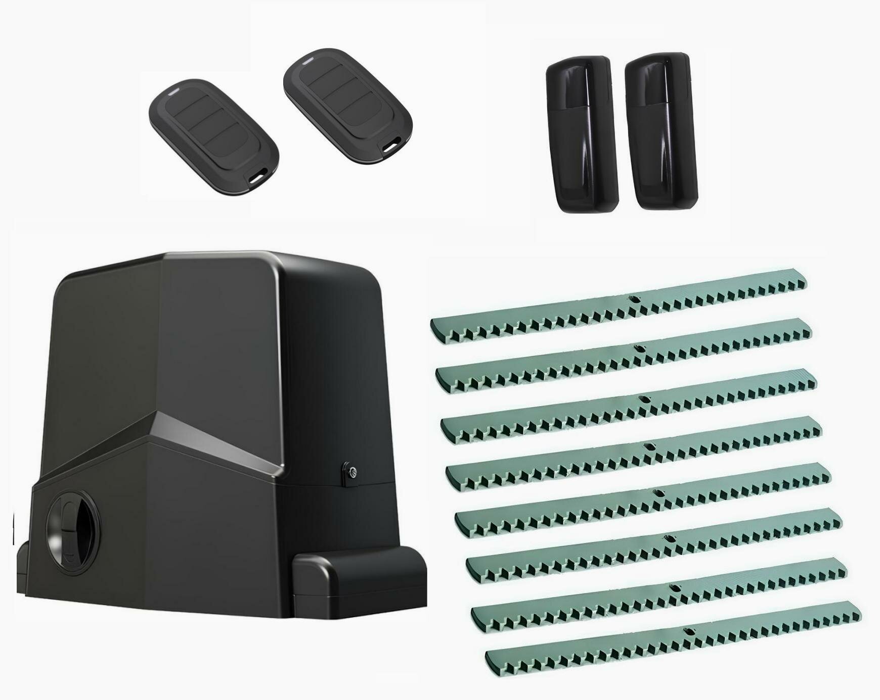 Автоматика для откатных ворот AN-MOTORS ARW-1000MKIT-F8, комплект: привод, фотоэлементы, 2 пульта, 8 реек