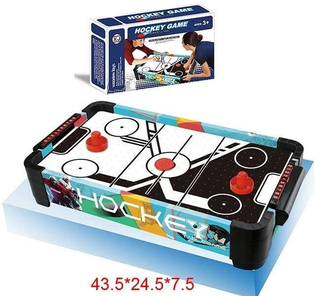 Игра "Аэрохоккей" цветной стол 43х23,8х16см (дерево) в короб