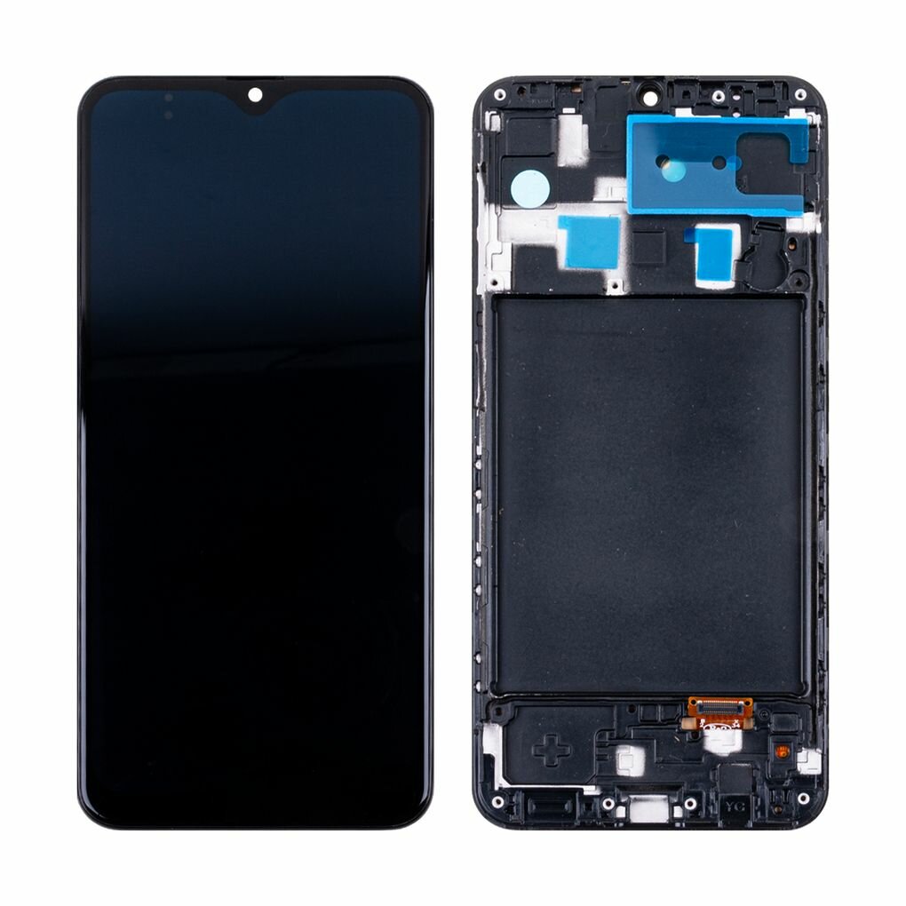 Дисплей для смартфона Samsung A205F (A20) модуль с рамкой Черный - (OLED)