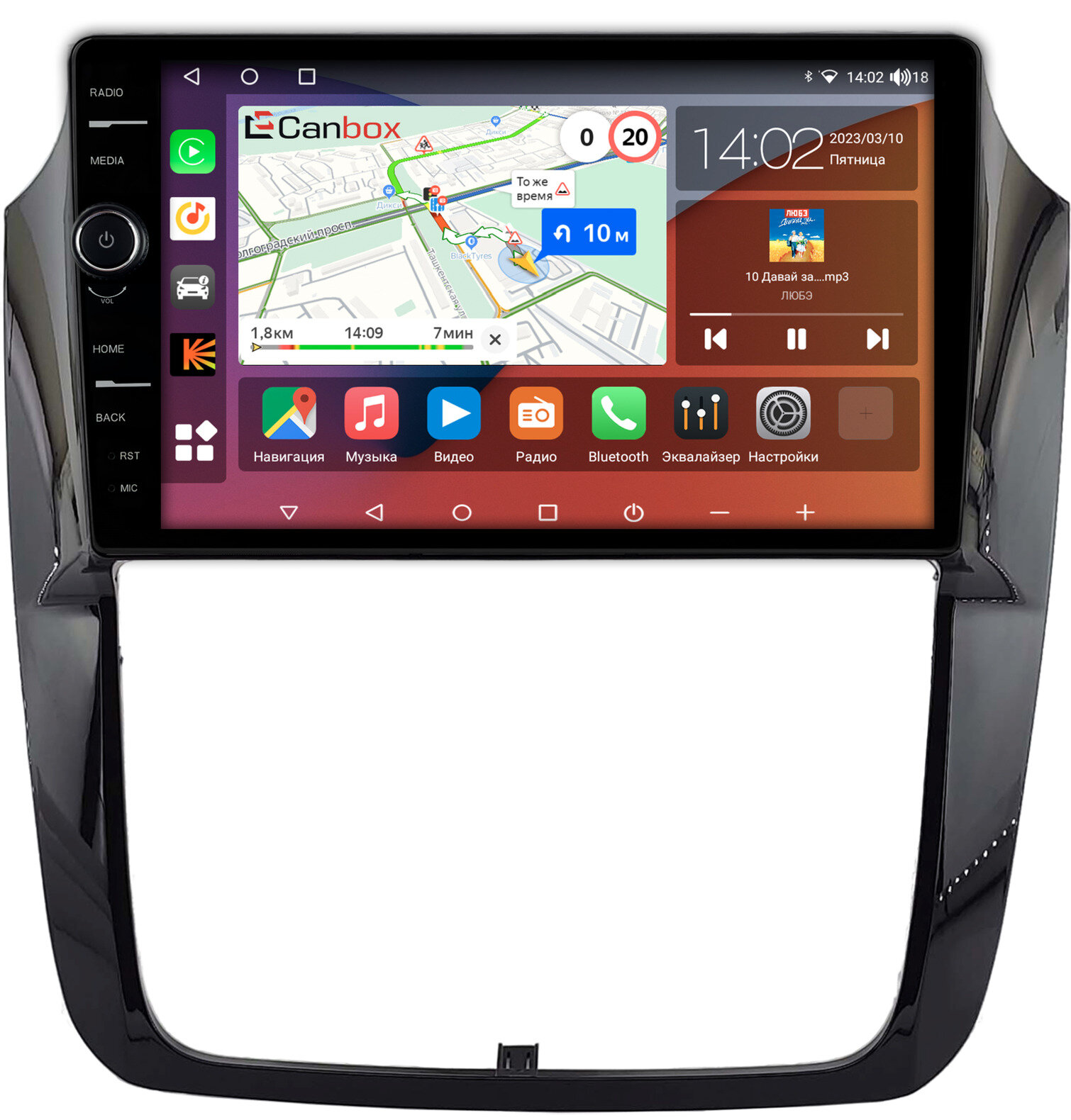 Штатная магнитола Toyota Ipsum (M20) 2001-2009 (Тип B, черная, глянцевая) Canbox H-Line 7843-9-3157 Android 10 (4G-SIM, 4/64, DSP, QLed)