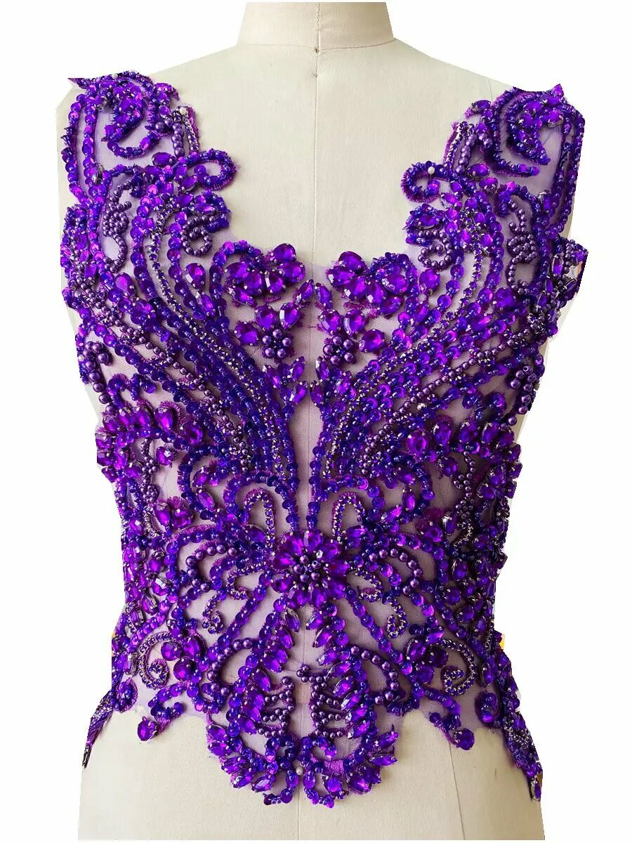 Кружевная аппликация из страз и бусин zbroh Сиреневый, фиолетовый