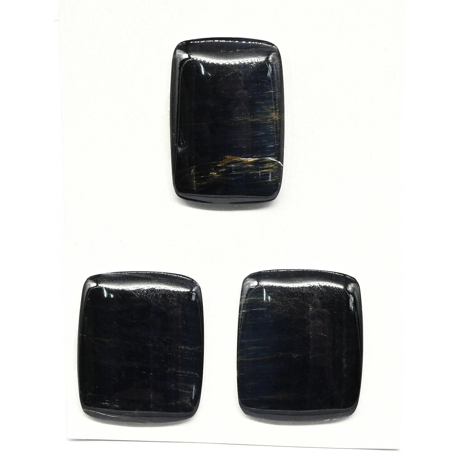 Кабошоны из соколиного глаза форма прямоугольник, комплект тройка