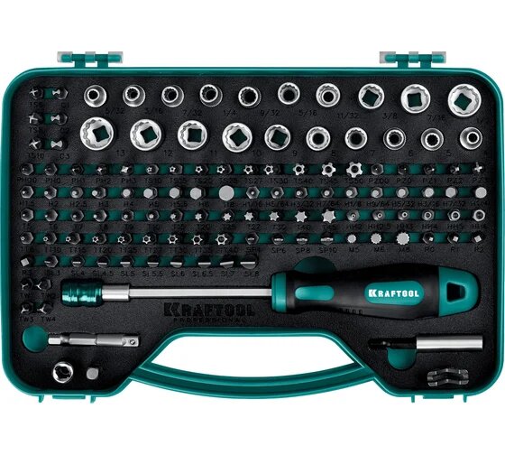 Набор отвертка-битодержатель с насадками X-Drive, 122 предметов, KRAFTOOL 26816