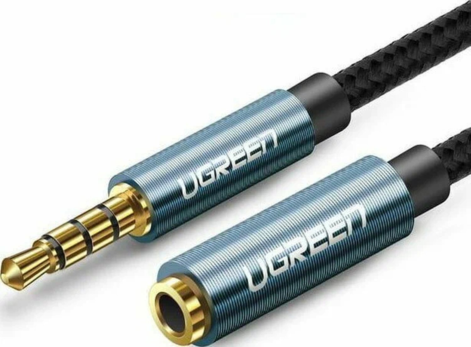 Удлинитель кабеля UGREEN AV118 (40674) 3.5mm Male to 3.5mm Female Extension Cable. Длина: 1,5м. Цвет: черный/синий