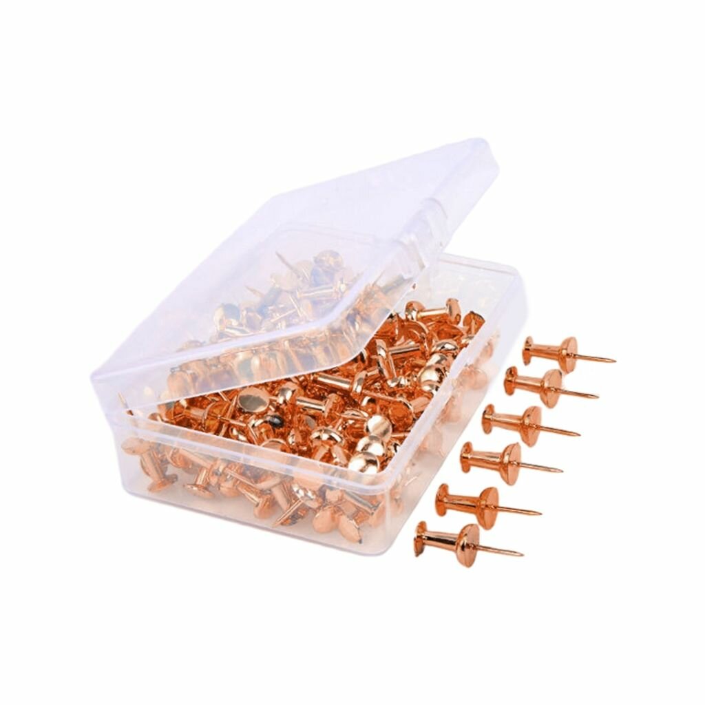 Металлические кнопки для пробковой доски, Розовое золото - 100 штук в коробке