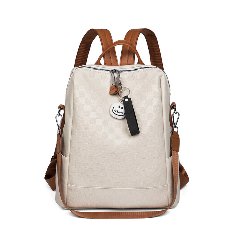 Рюкзак женский Compact White, мягкая экокожа, бежевого цвета