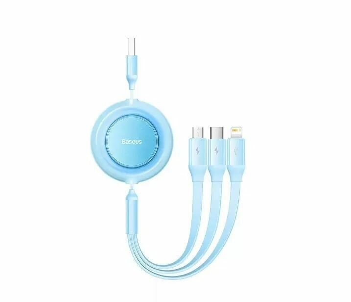 Кабель Baseus Bright Mirror 2 Series Retractable 3-in-1 Fast Charging Data Cable USB to M+L+C 3.5A 1.1m - Blue