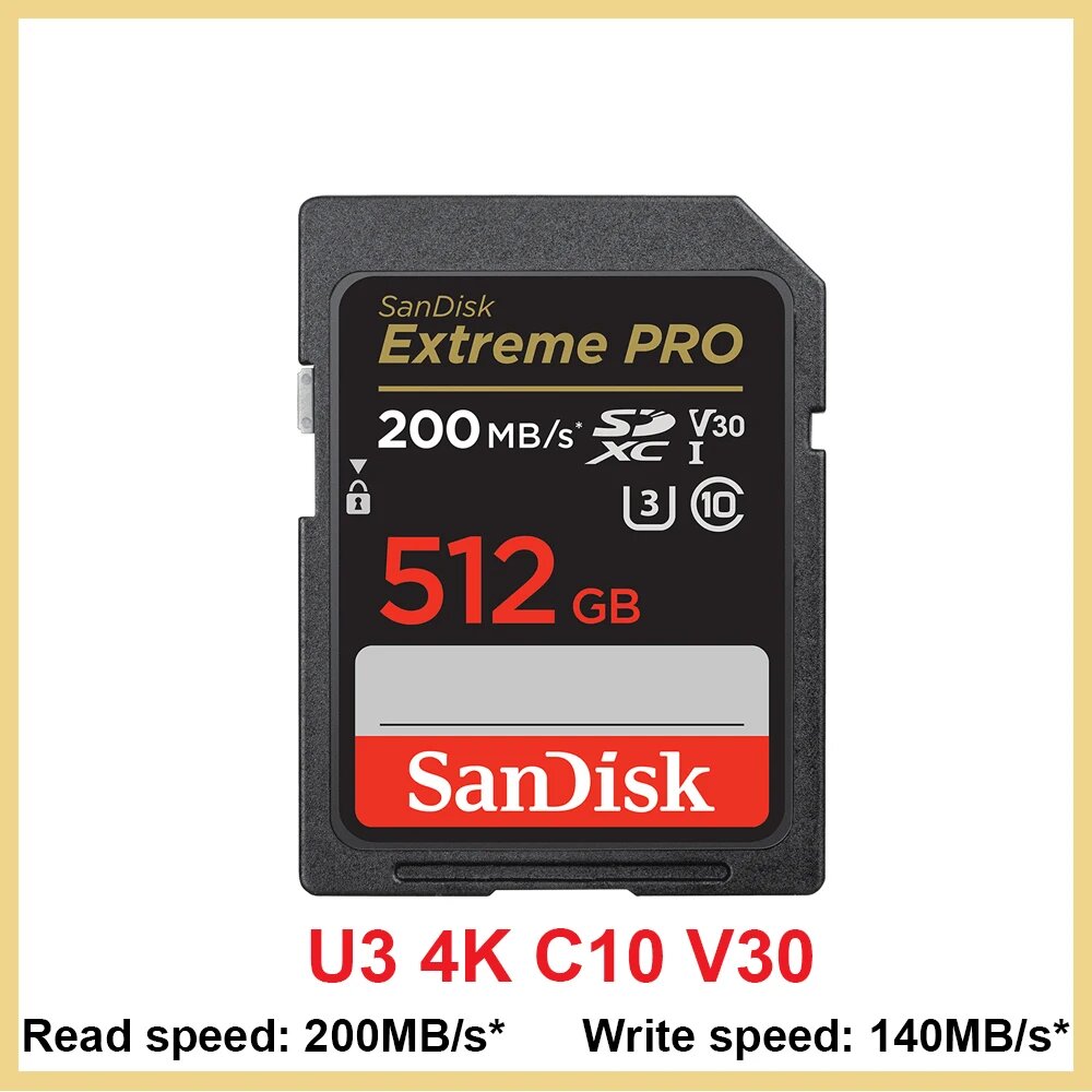 SanDisk Extreme PRO SD карта памяти 64 ГБ / 128 ГБ / 256 ГБ / 512 ГБ / 1 ТБ / 2 ТБ 512G 200MBs