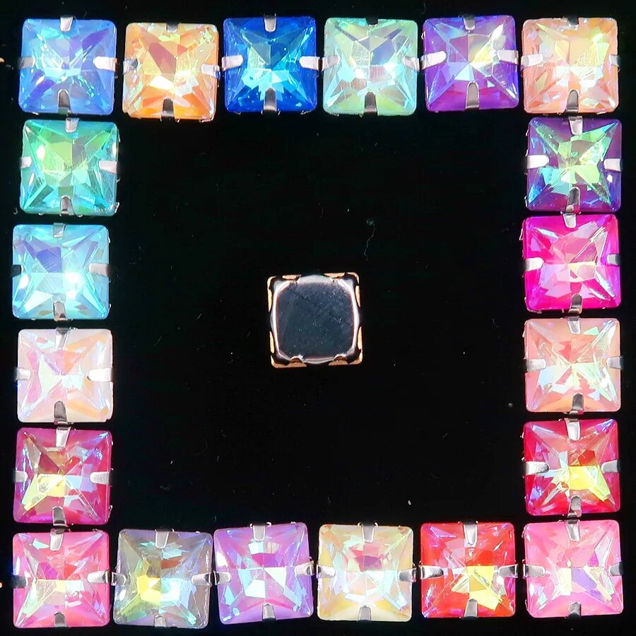 Стразы SNCRYSTAL квадратные стеклянные серебристые 8 мм 10 мм 12 мм