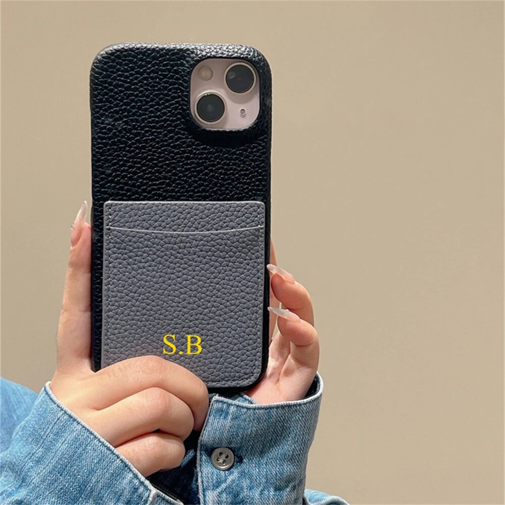 Персонализированный кожаный чехол с именной надписью для iPhone 15 14 13 12 Black, for iphone 15Pro