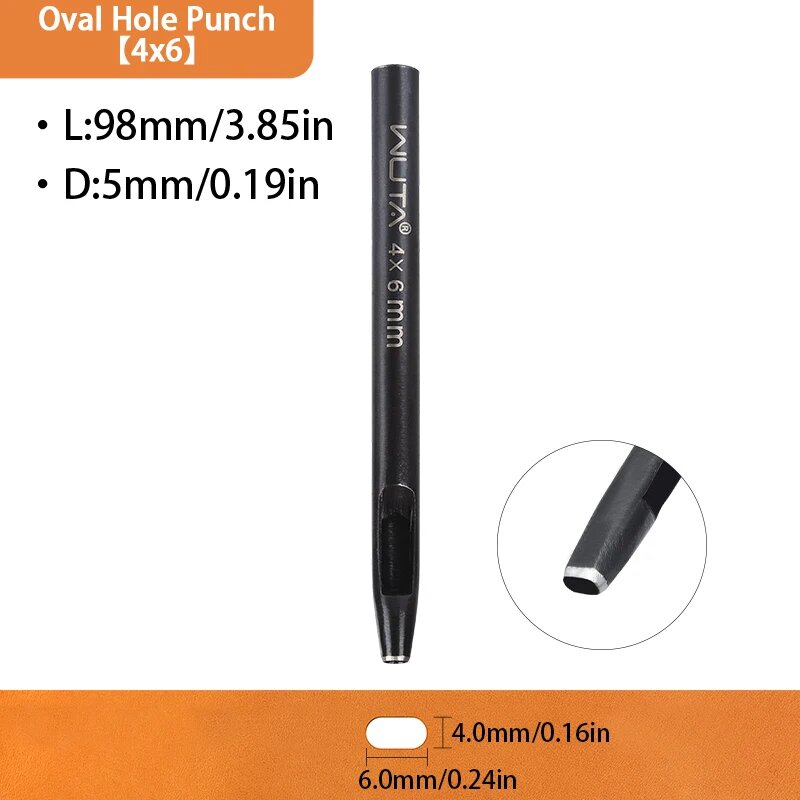 WUTA Черный кожаный овальный дырокол 1piece 4-6mm