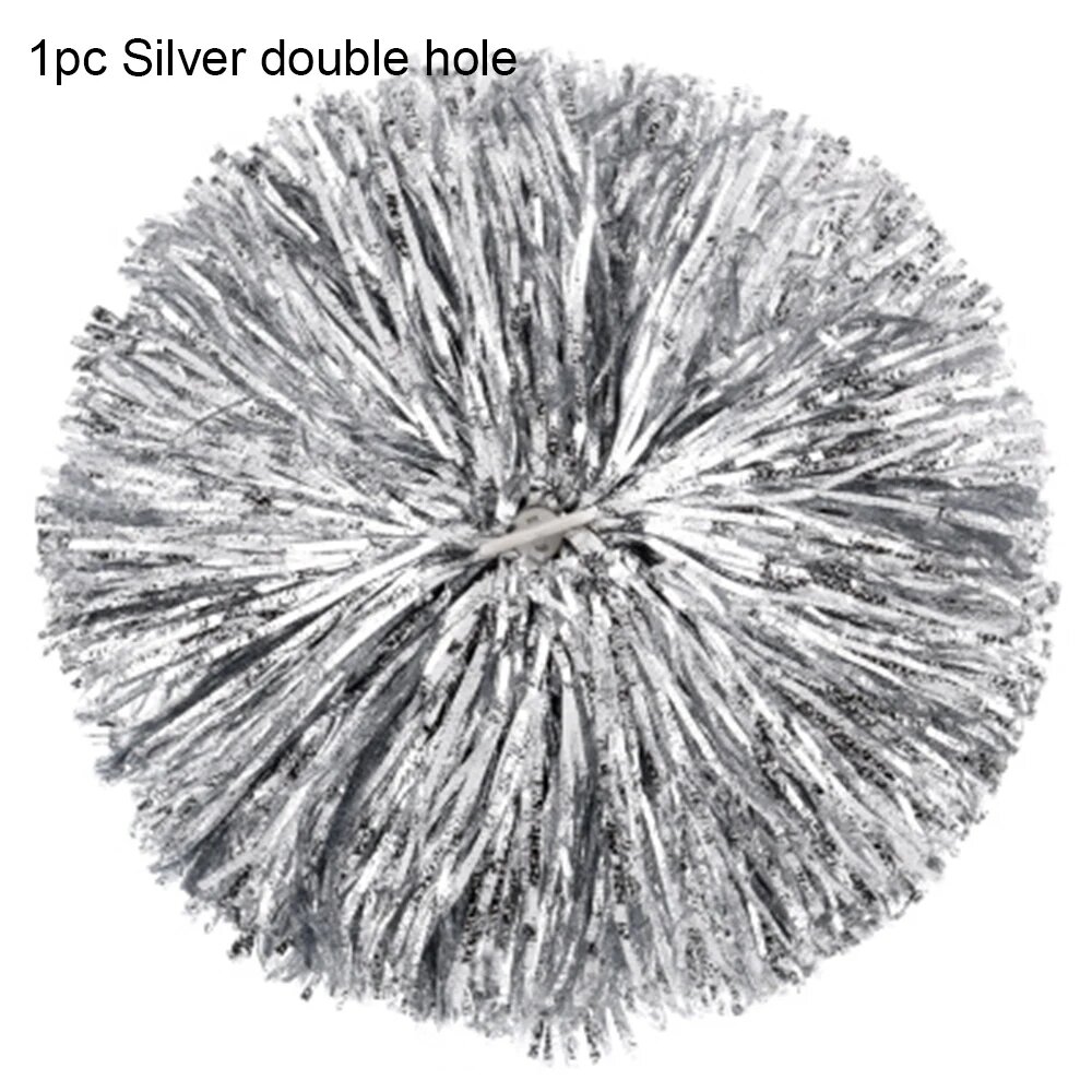 Серебряные помпоны для черлидинга Silver double hole
