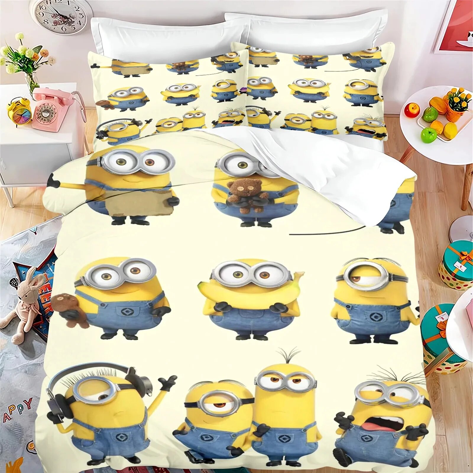 Комплект постельного белья MINISO Миньоны 3D полиэстер/хлопок 180x210cm 3pcs, 4