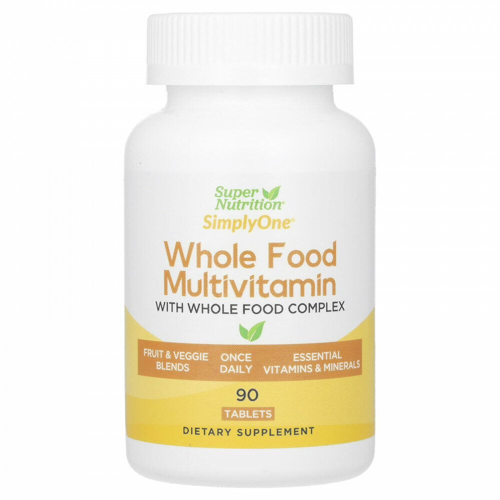 Super Nutrition, SimplyOne®, мультивитамины из цельных продуктов с витаминами A и C, минералами и ферментами, 90 таблеток