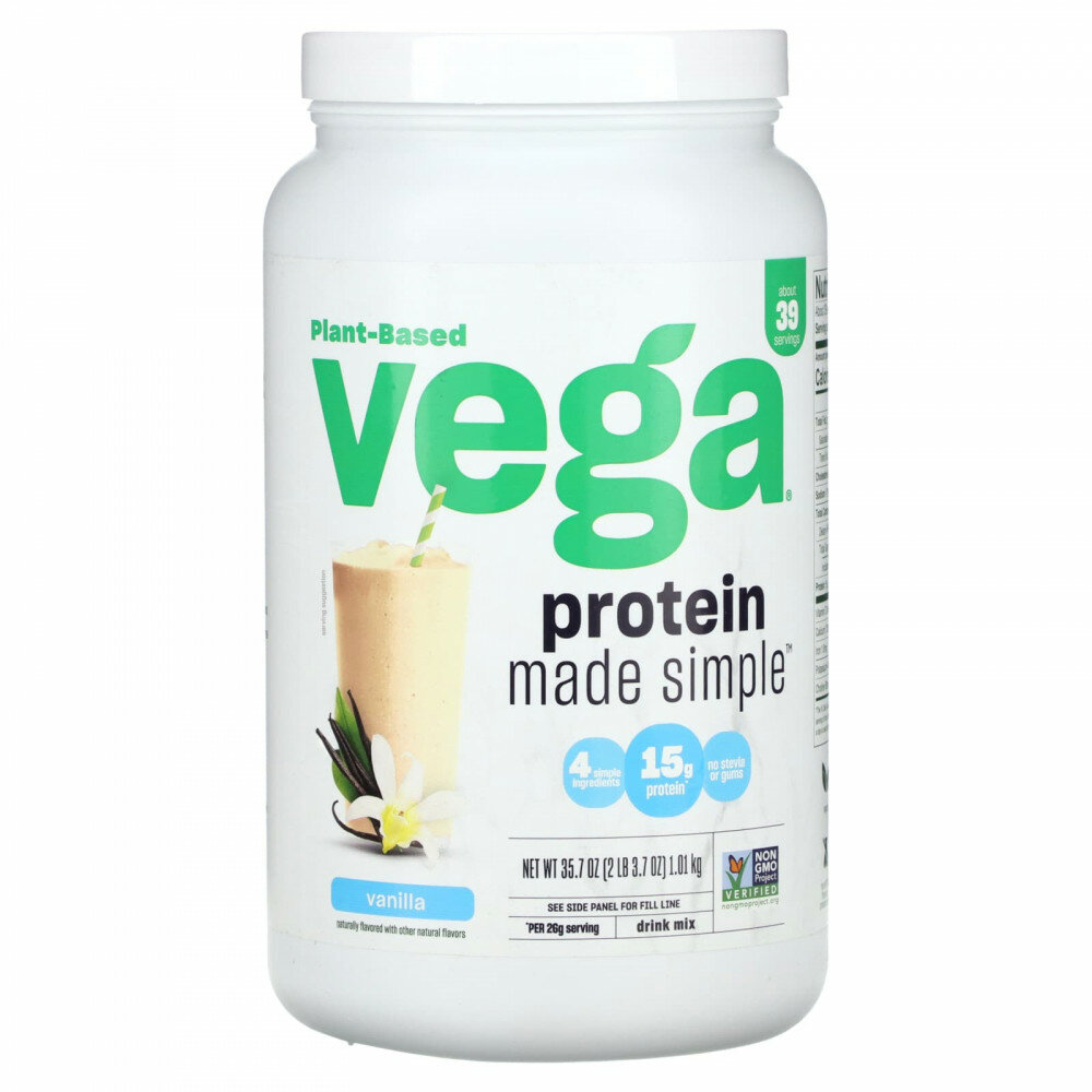 Vega, Essential, Protein Made Simple, протеин, со вкусом ванили, 1,01 кг (2 фунта, 3,7 унции)