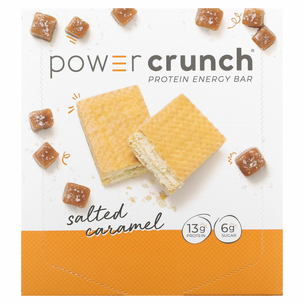 BNRG, Power Crunch®, протеиновый батончик, соленая карамель, 12 батончиков, 40 г (1,4 унции) каждый