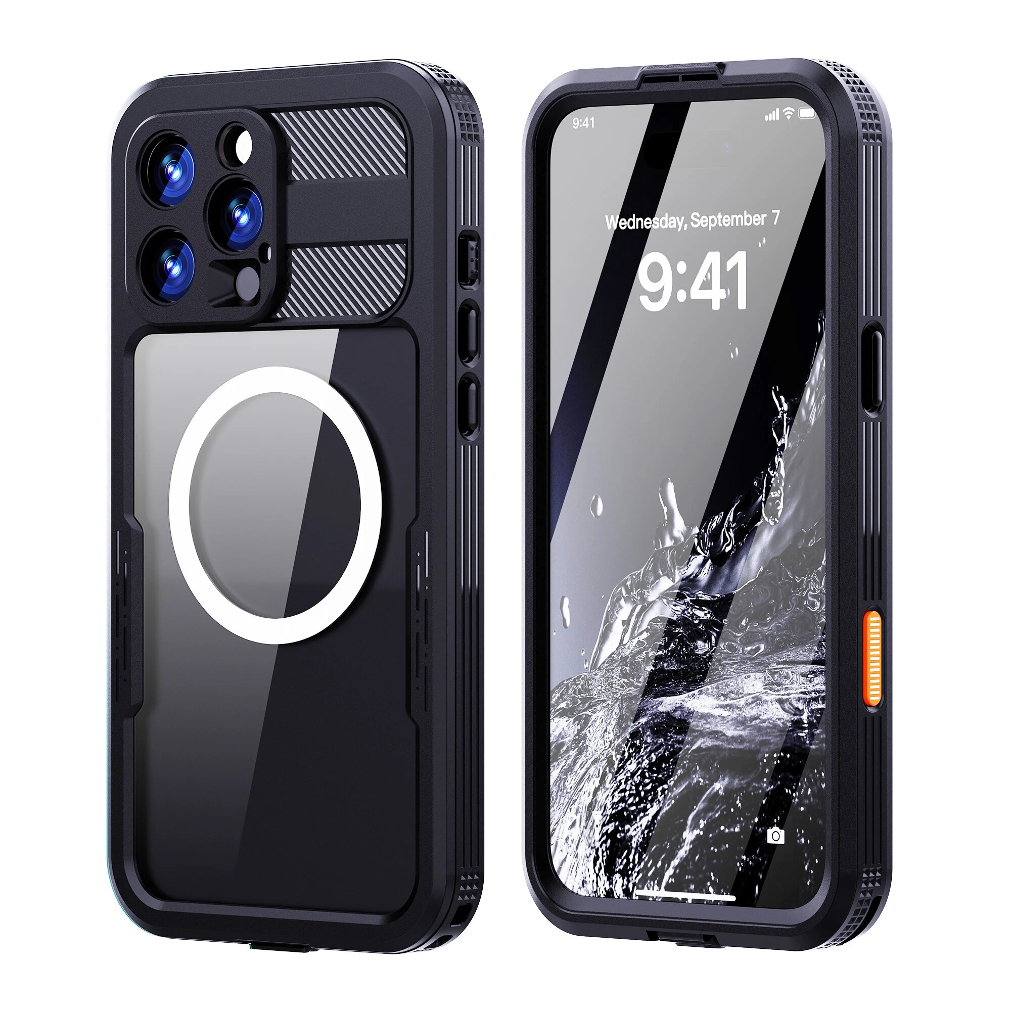 Водонепроницаемый чехол для iPhone 16 Pro Max Plus, класс IP68, для дайвинга, плавания, занятий спортом на открытом воздухе, полная защита 360 градусов, Броня из ТПУ, прочная защита от падения