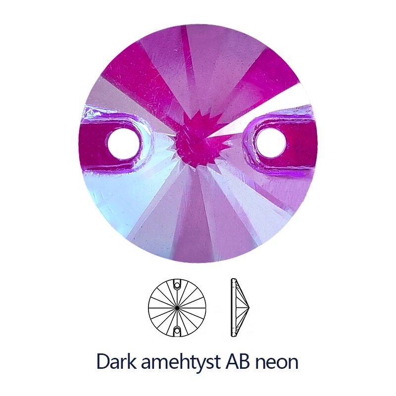 Стразы OLeeya круглые Rivoli Фиолетовый, 10mm 72pcs, amethystAB neon