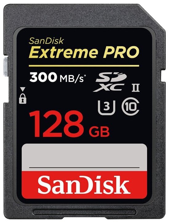 Карта памяти SanDisk Флеш SD 128GB SDXC Class 10 UHS-II Extreme Pro, 300 Mb/sec SDSDXPK-128G-GN4IN