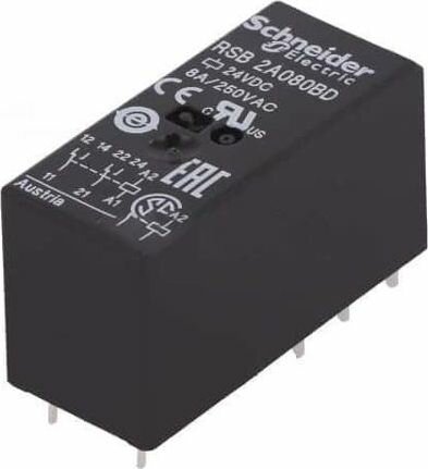 Реле SCHNEIDER RSB2A080BD Реле: электромагнитное DPDT Uобмотки: 24ВDC 8A/250ВAC 8A/28ВDC 1шт
